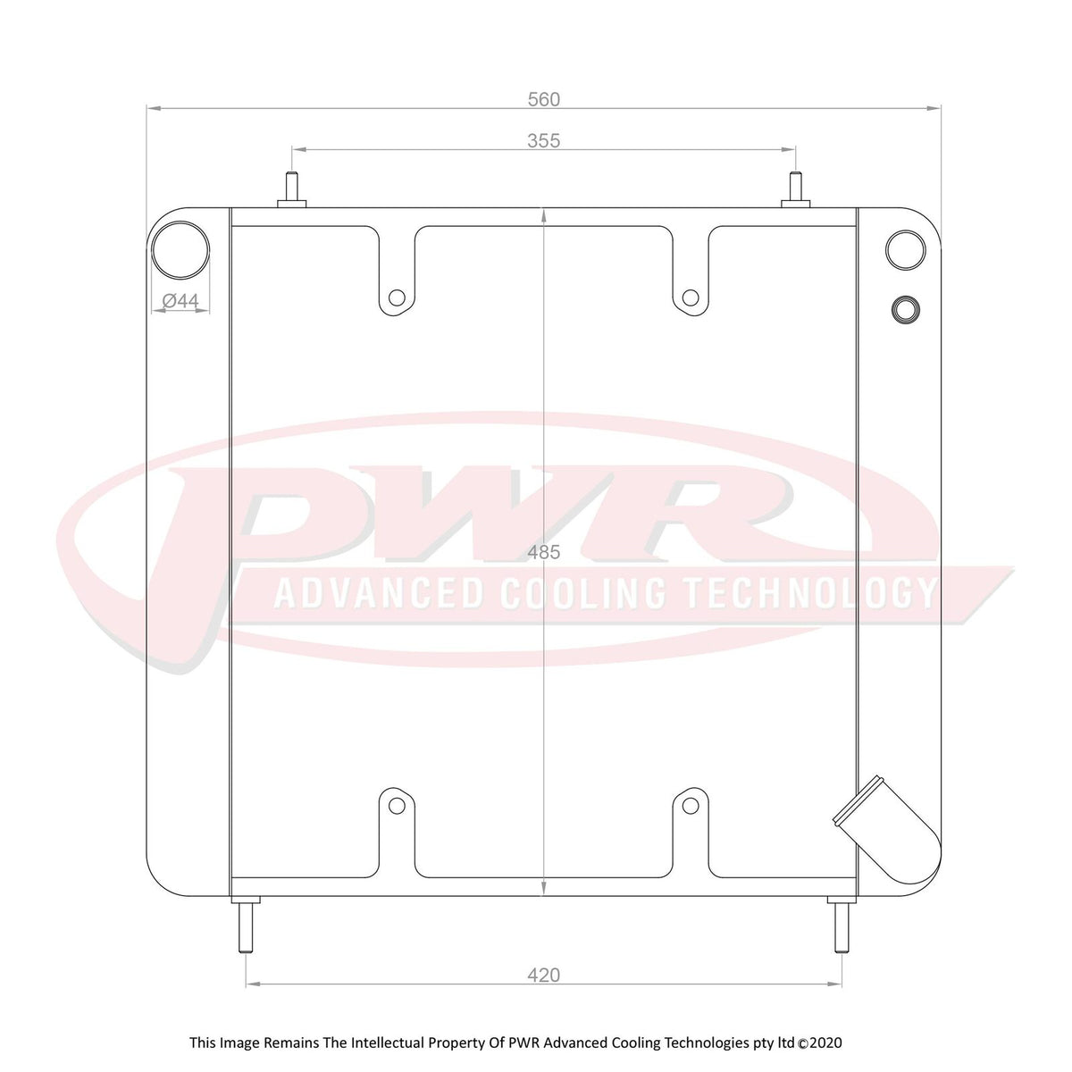 PWR 55mm Radiator - Jaguar E-Type 4.2L 66-68 w/ 16" SPAL Fan Mounts ...